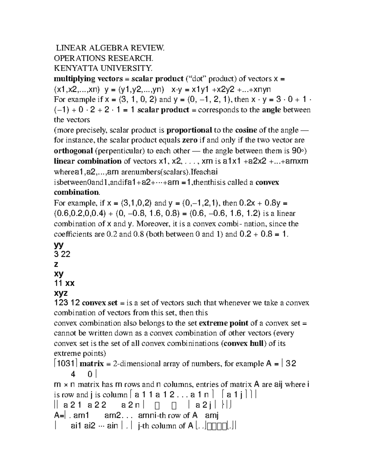 Linear Algebra Review.A guide of what you expect in your unit. - LINEAR ...