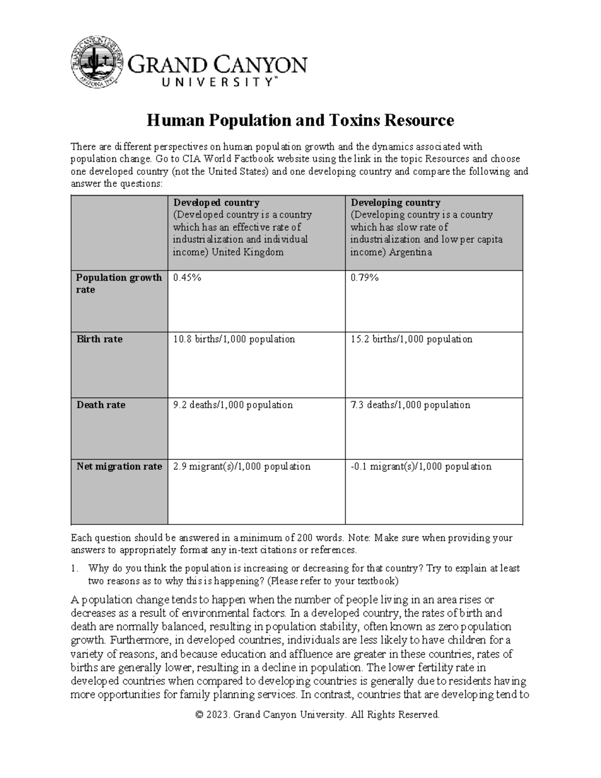 bio220worksheet - Human Population and Toxins Resource There are ...