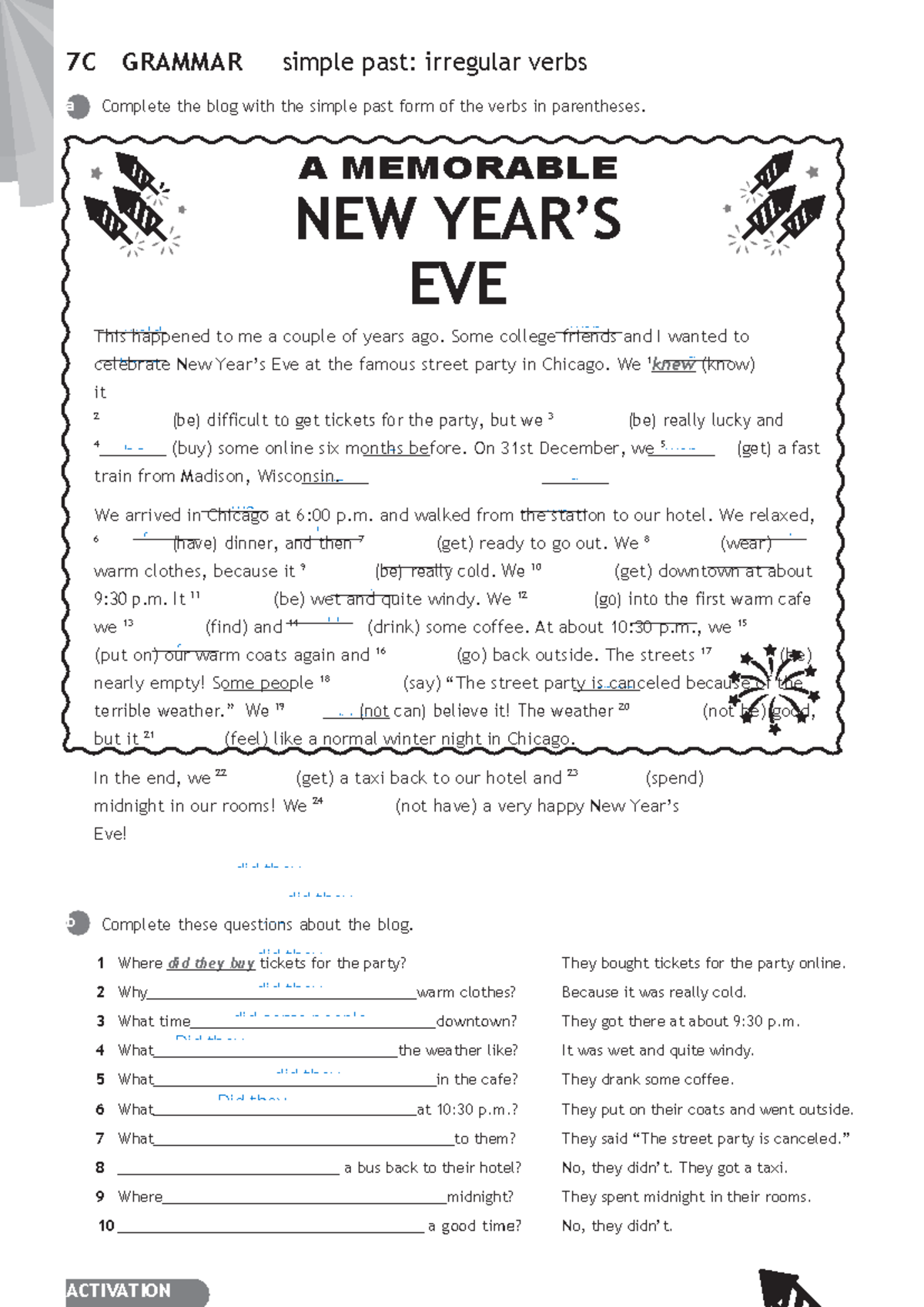 MFano Unit07 - xsfdbgxf - a b ACTIVATION 7C GRAMMAR simple past ...