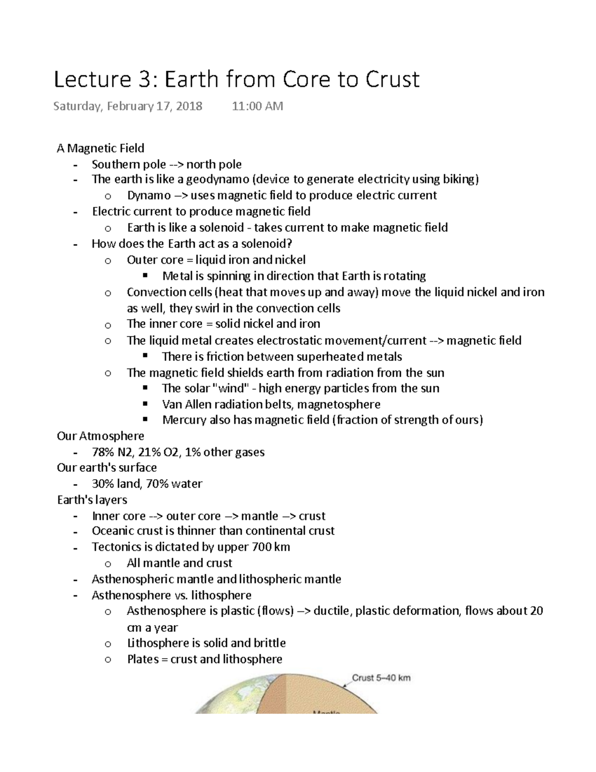 Lecture 3 Earth from Core to Crust - Lecture 3: Earth from Core to ...