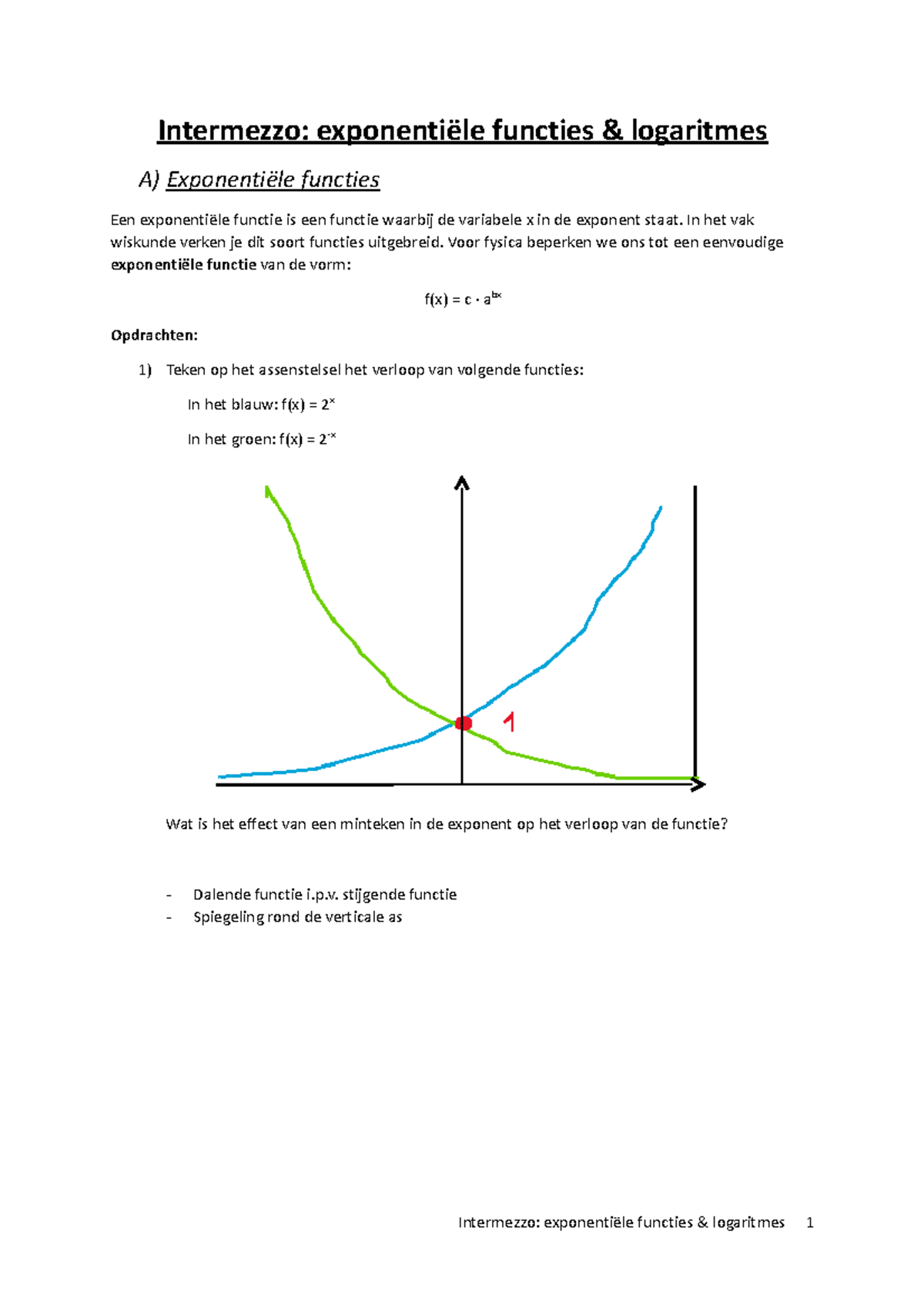 Intermezzo exponentiële functies en logaritmes - Intermezzo ...