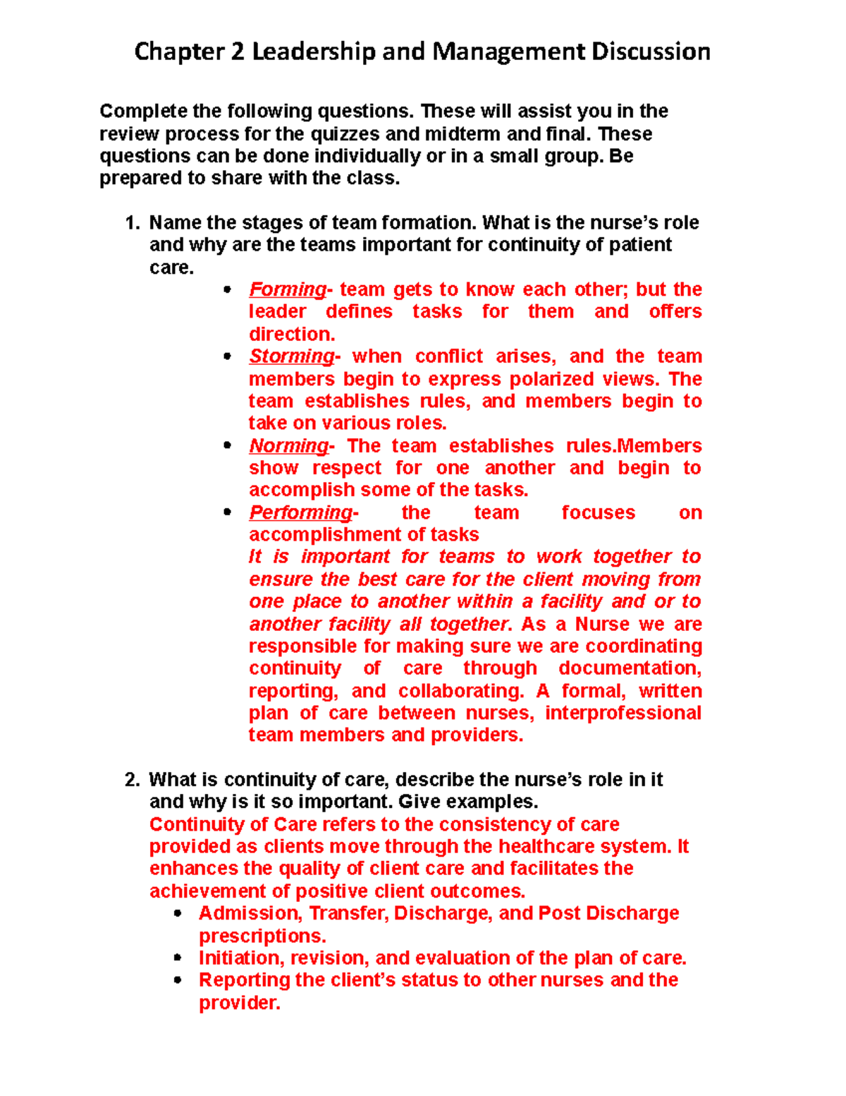 Chapter 2 Leadership and Management Term 4 10-22 - Chapter 2 Leadership ...