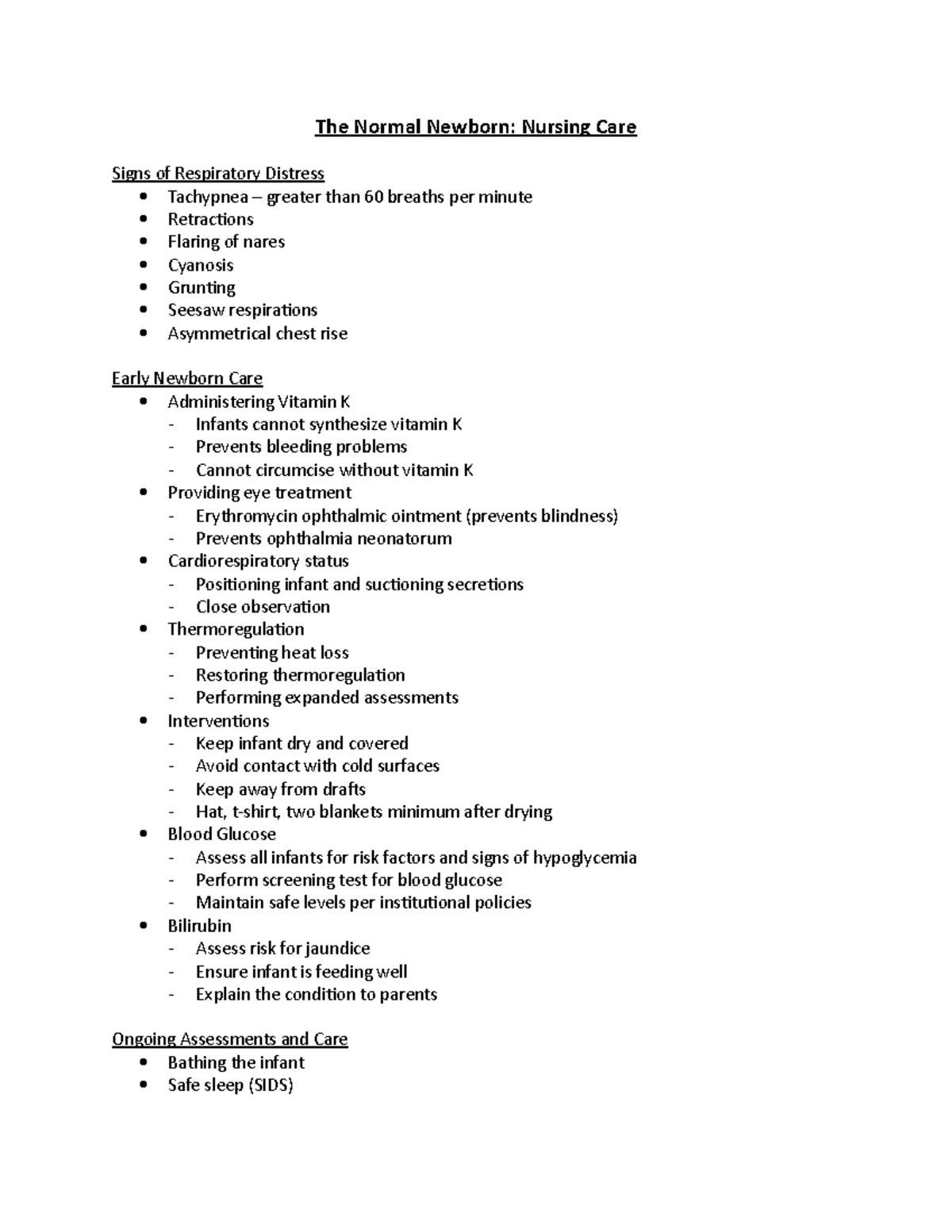 The Normal Newborn - Studocu