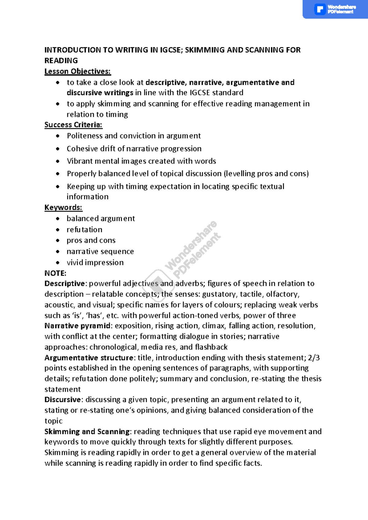 Introduction TO Writing IN Igcse - INTRODUCTION TO WRITING IN IGCSE ...