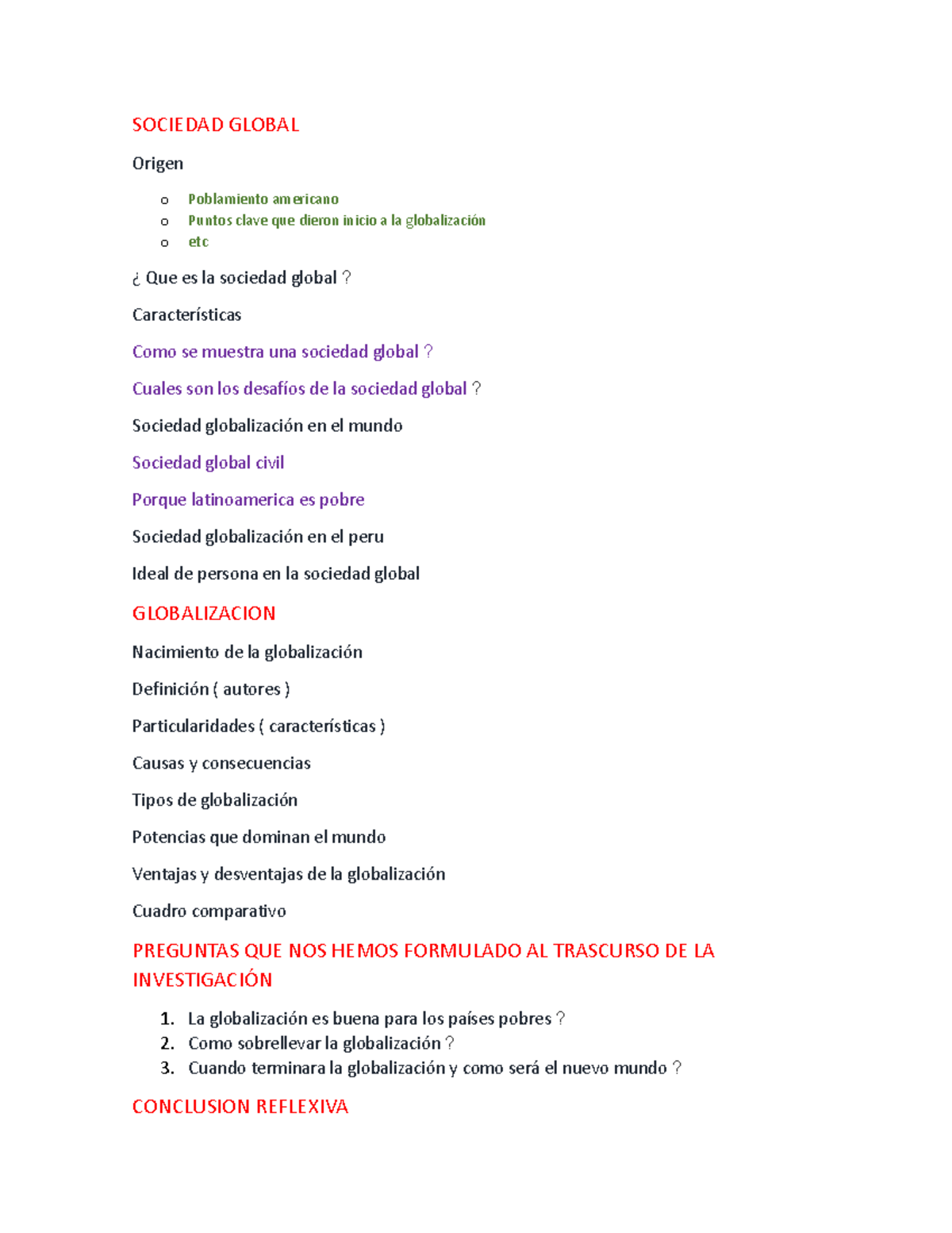 Sociedad Global Grupo - resumen - SOCIEDAD GLOBAL Origen o Poblamiento ...