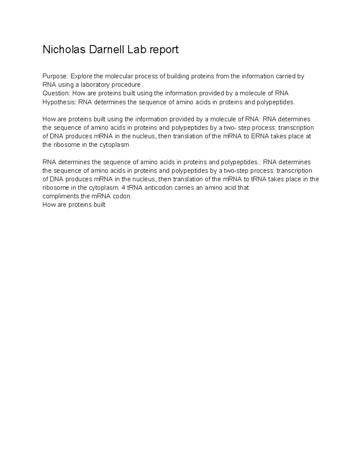 Lab report - Its a repot for people who lazy - Nicholas Darnell Lab ...