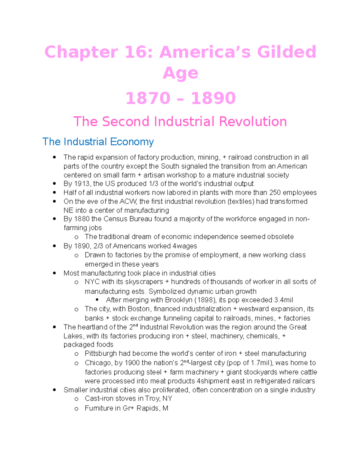 Chapter 16 Apushnotes - notes about the us - Chapter 16: America’s ...
