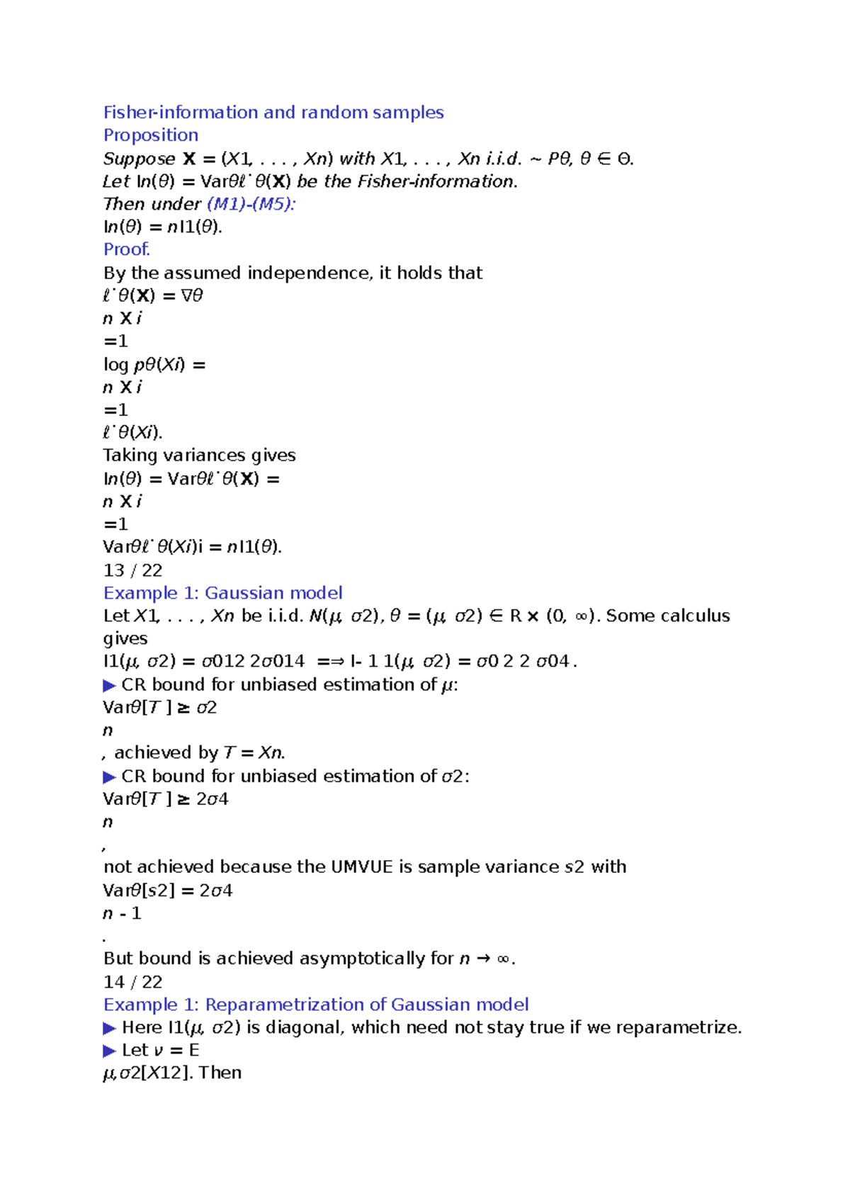 Fisher-information and random samples - Fisher-information and random ...