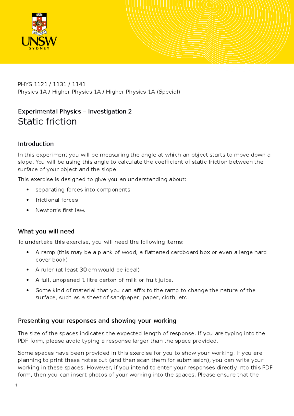 Static friction - physics 1a - PHYS 1121 / 1131 / 1141 Physics 1A / Higher Physics 1A / Higher ...