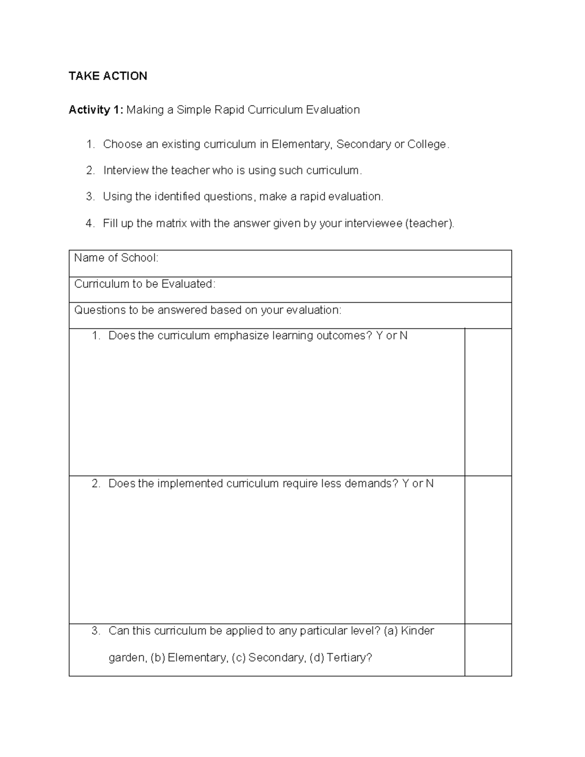 Midterm (TSC) Interview - TAKE ACTION Activity 1: Making a Simple Rapid ...