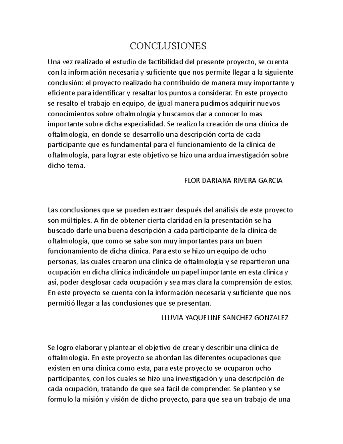 Conclusiones CAMI - Apoyo - CONCLUSIONES Una vez realizado el estudio ...