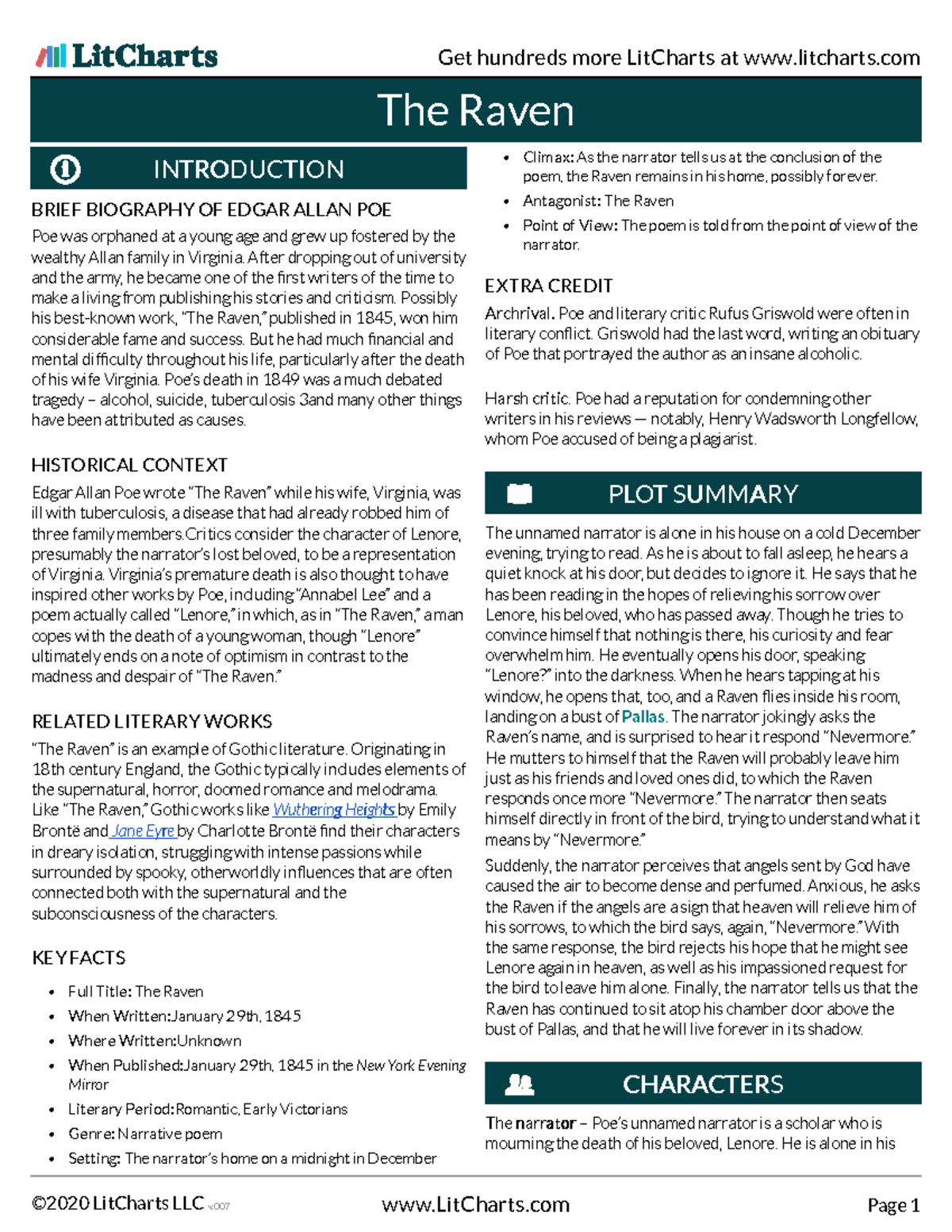 The-Raven-Lit Chart - The Raven BRIEF BIOGRAPHY OF EDGAR ALLAN POE Poe ...