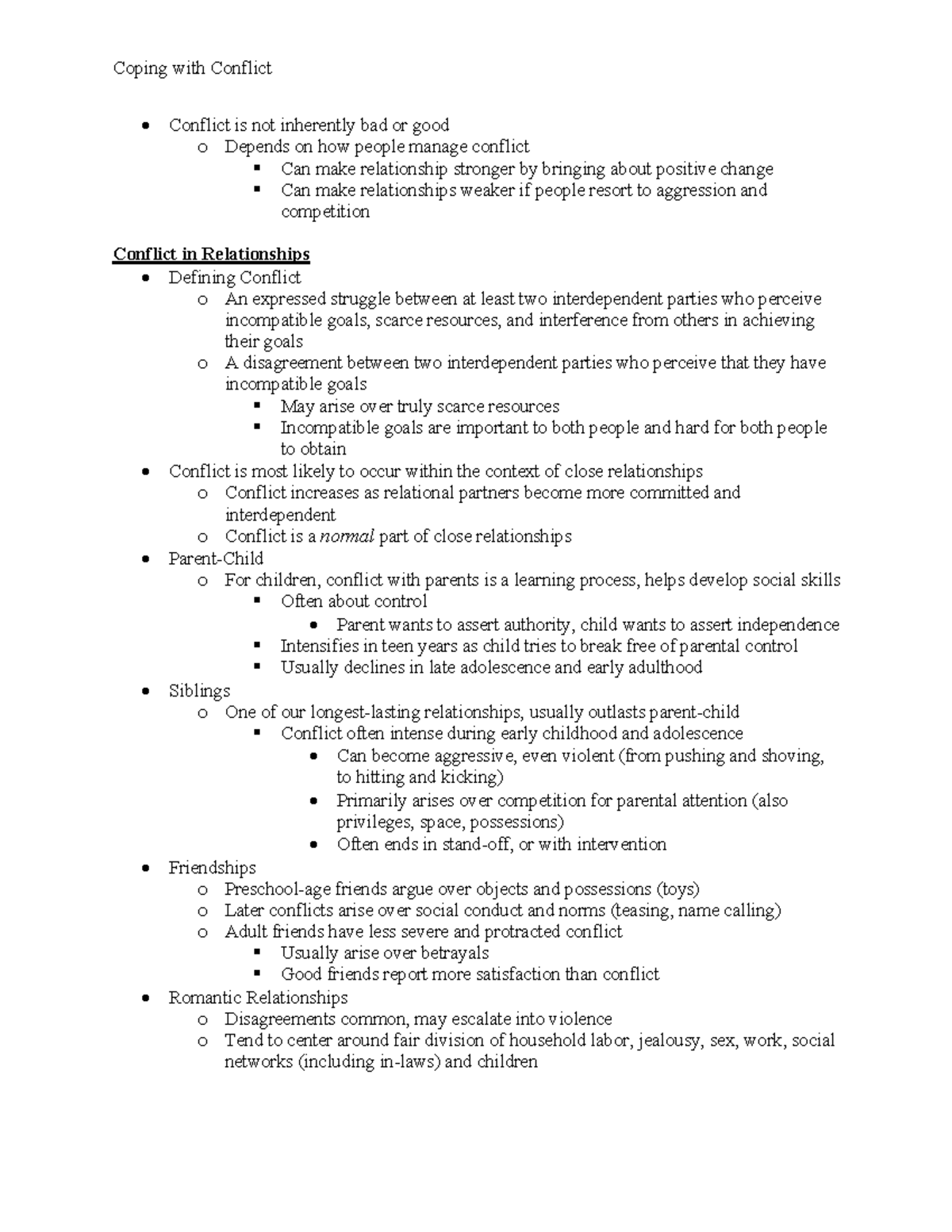 Chapter Eleven - Coping with Conflict - Coping with Conflict • Conflict ...