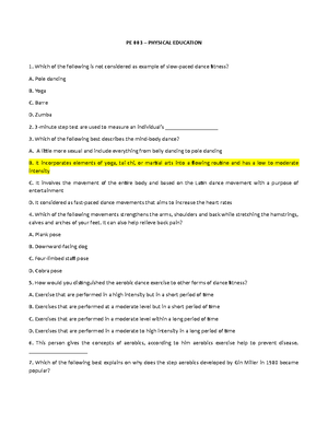 PE 003 - Physical Education Quiz (With Full Answer) - PE 003 – PHYSICAL ...