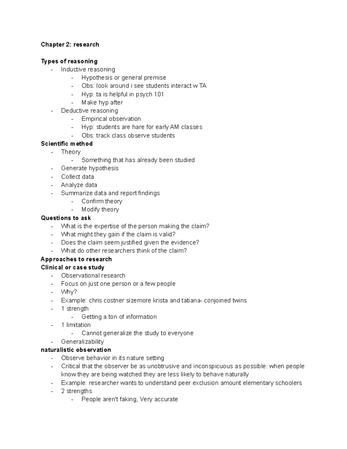 Chapter 2 Research - Summary - Chapter 2: research Types of reasoning ...