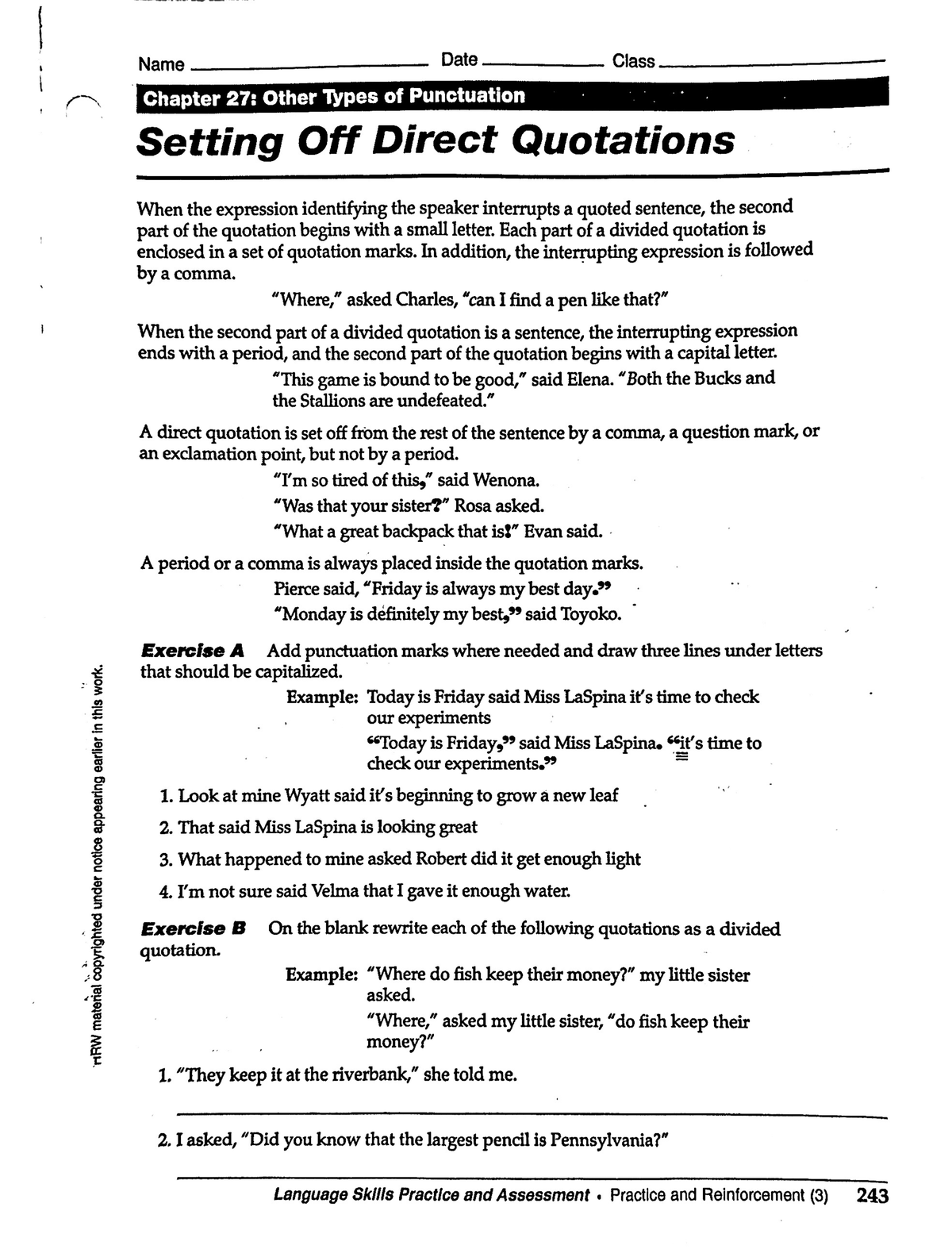 Direct Quotes & Dialogue - Studocu