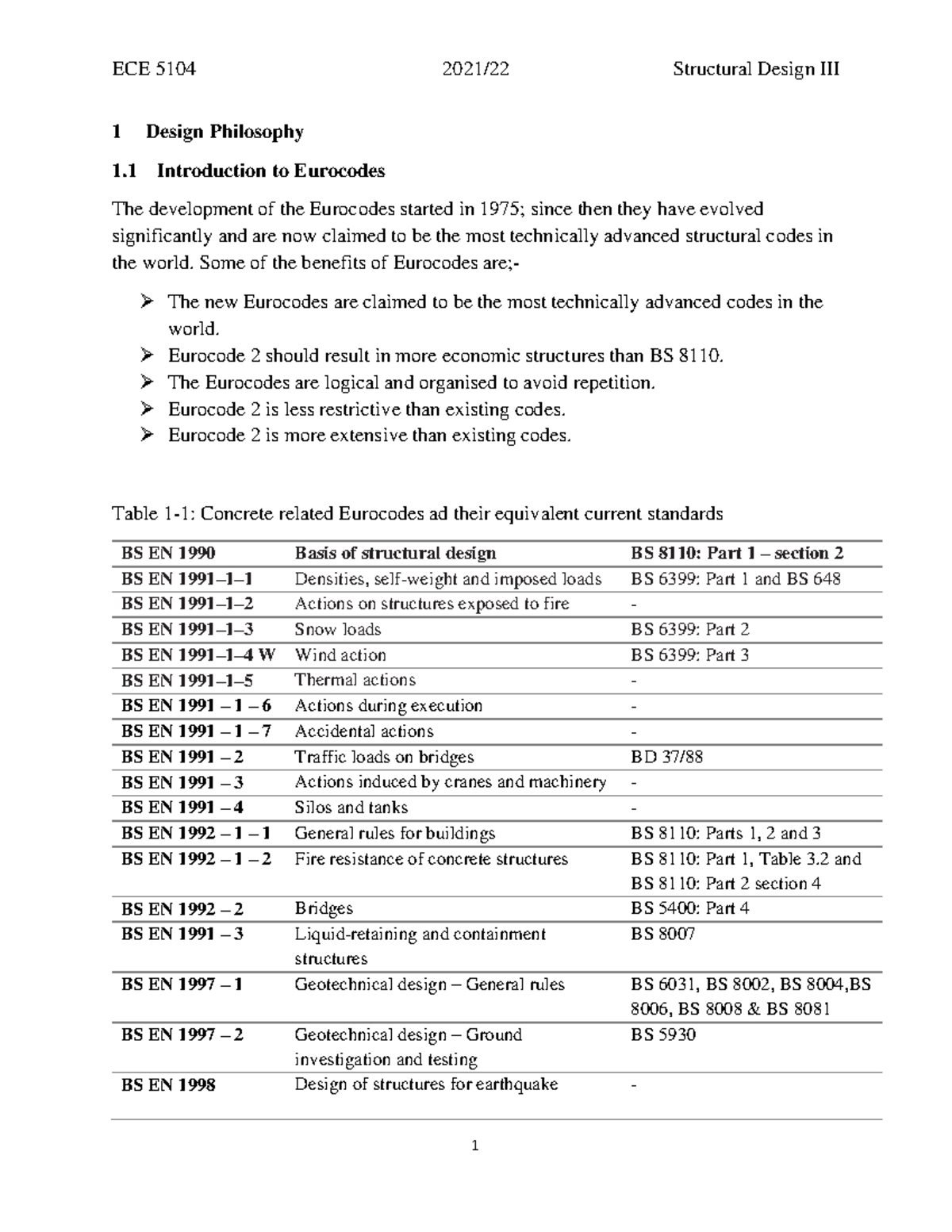 Structural Design III - Introduction and Frame Analysis - 1 Design ...