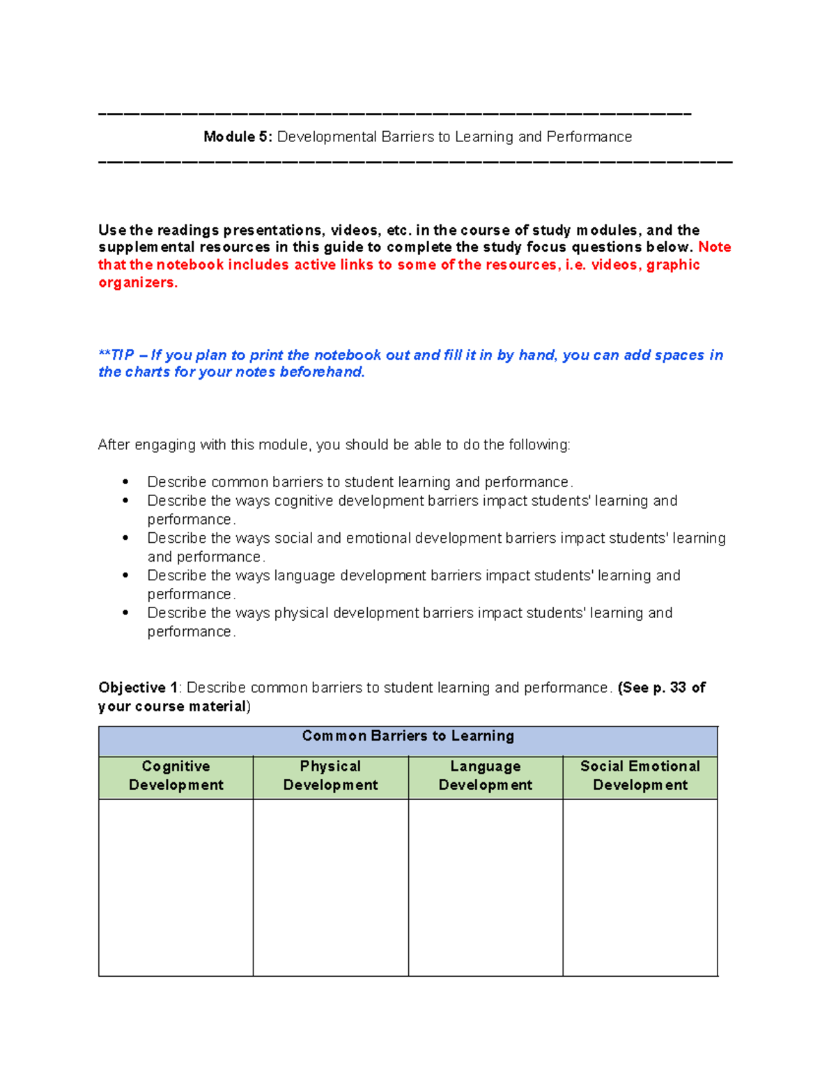 Module 5 Notebook - 1 - not filled in - - Studocu