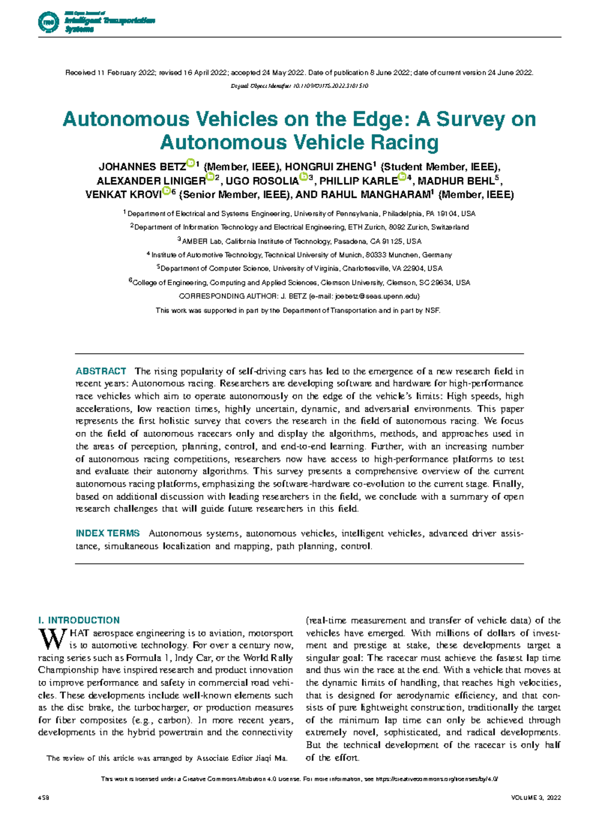 Autonomous Vehicles on the Edge A Survey on Autonomous Vehicle Racing ...