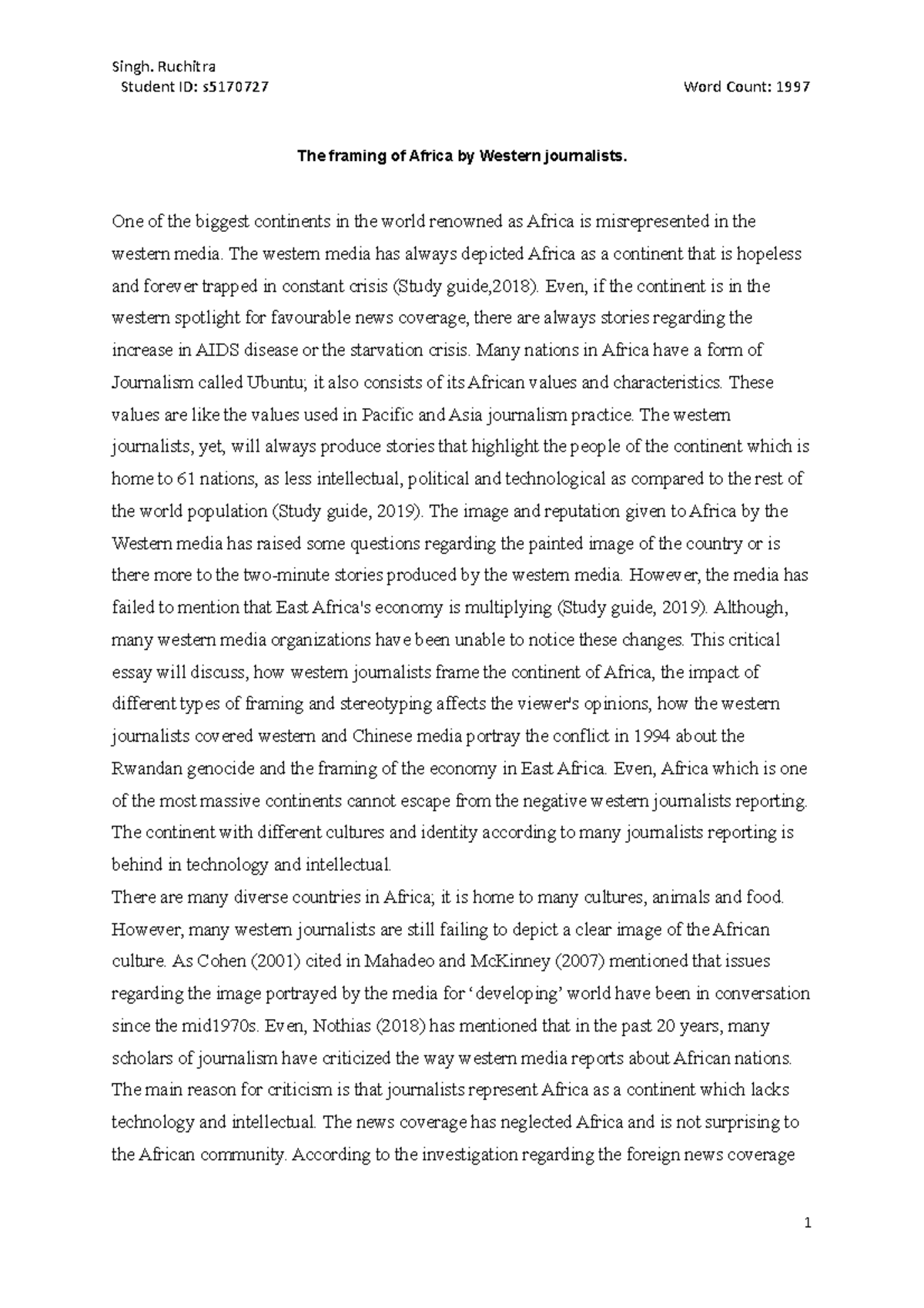 International Journalism_Essay_Western Media framing of Africa ...