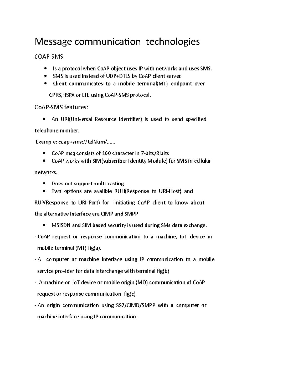 UNIT 4 - CEO3IRO'Q3O4 - Message communication technologies COAP SMS Is ...