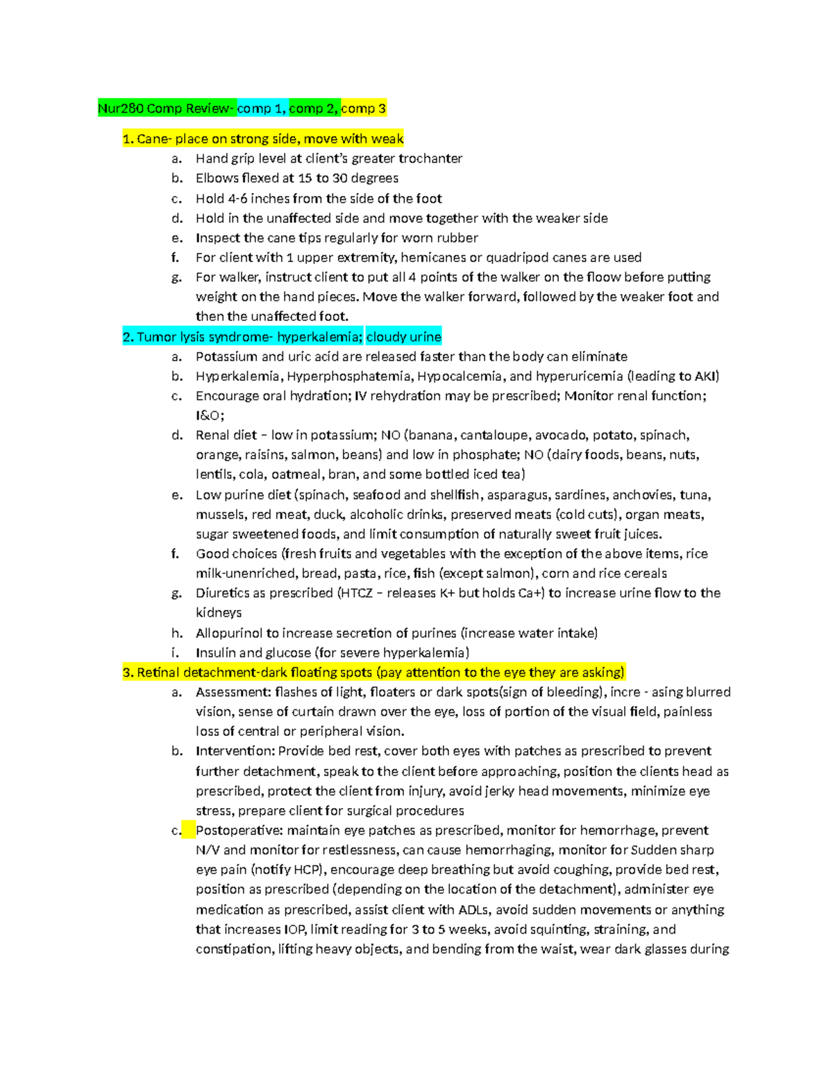 Comprehensive Review Edited - Nur280 Comp Review- comp 1, comp 2, comp ...