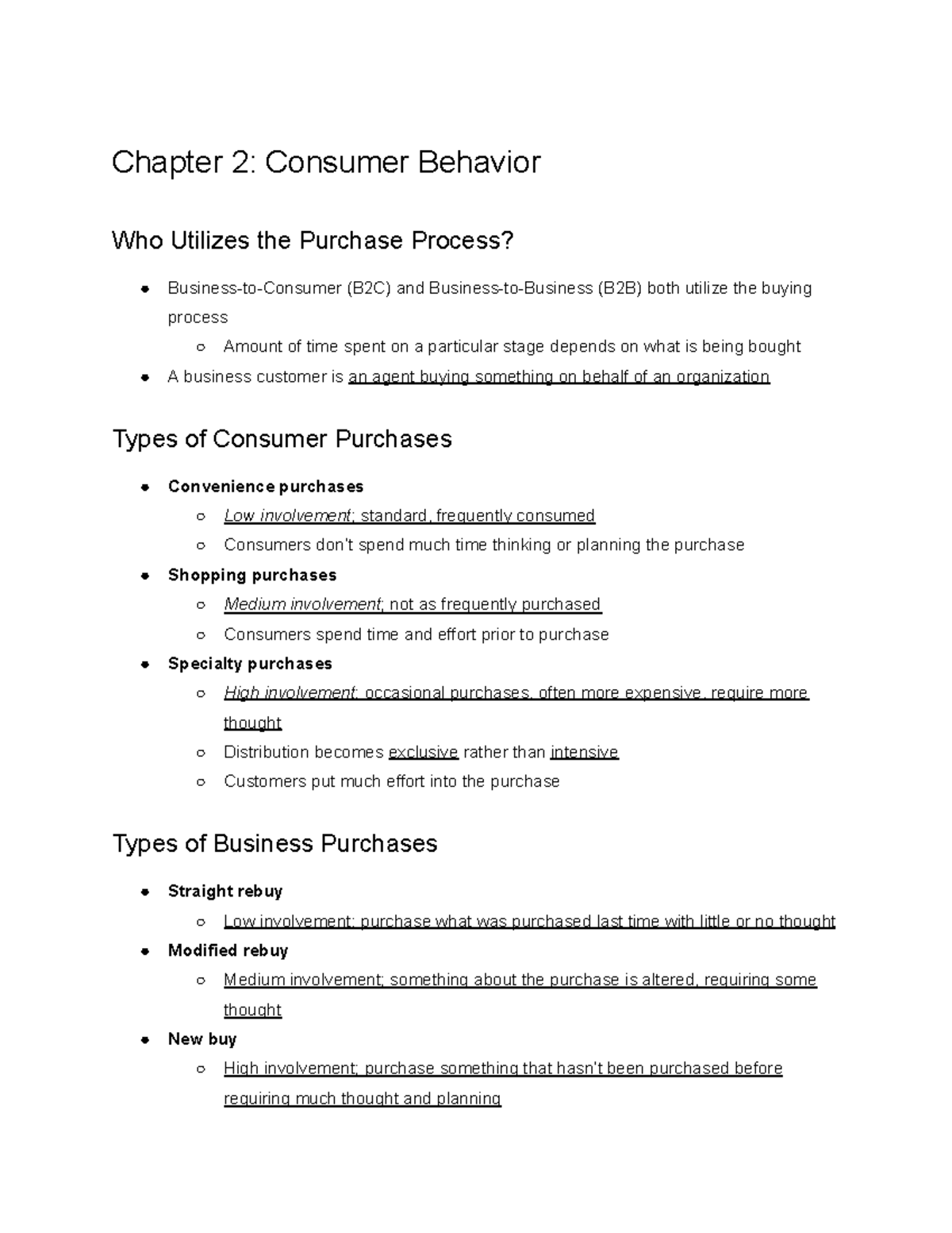 MKTG430 Chapter 2 - Chapter 2: Consumer Behavior Who Utilizes the Purchase Process? - Studocu