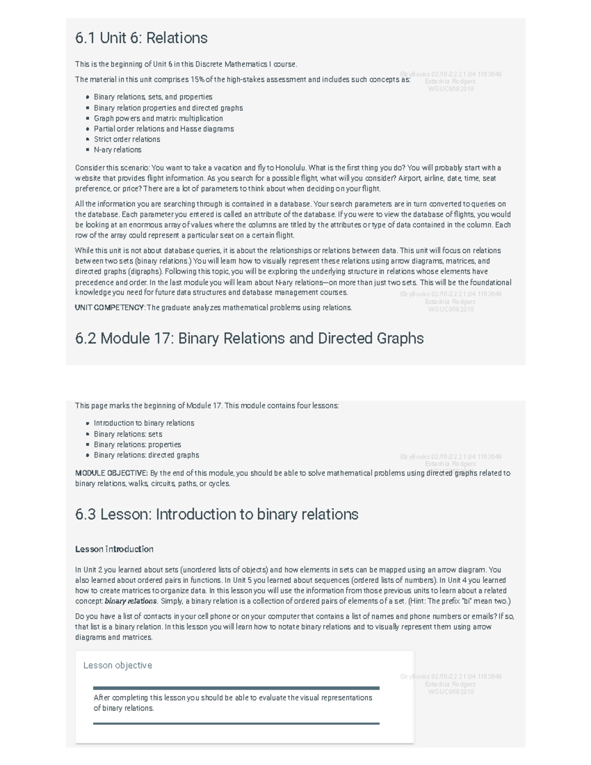 C959 Discrete Math Unit 6 - 6 Unit 6: Relations This is the beginning of Unit 6 in this Discrete ...