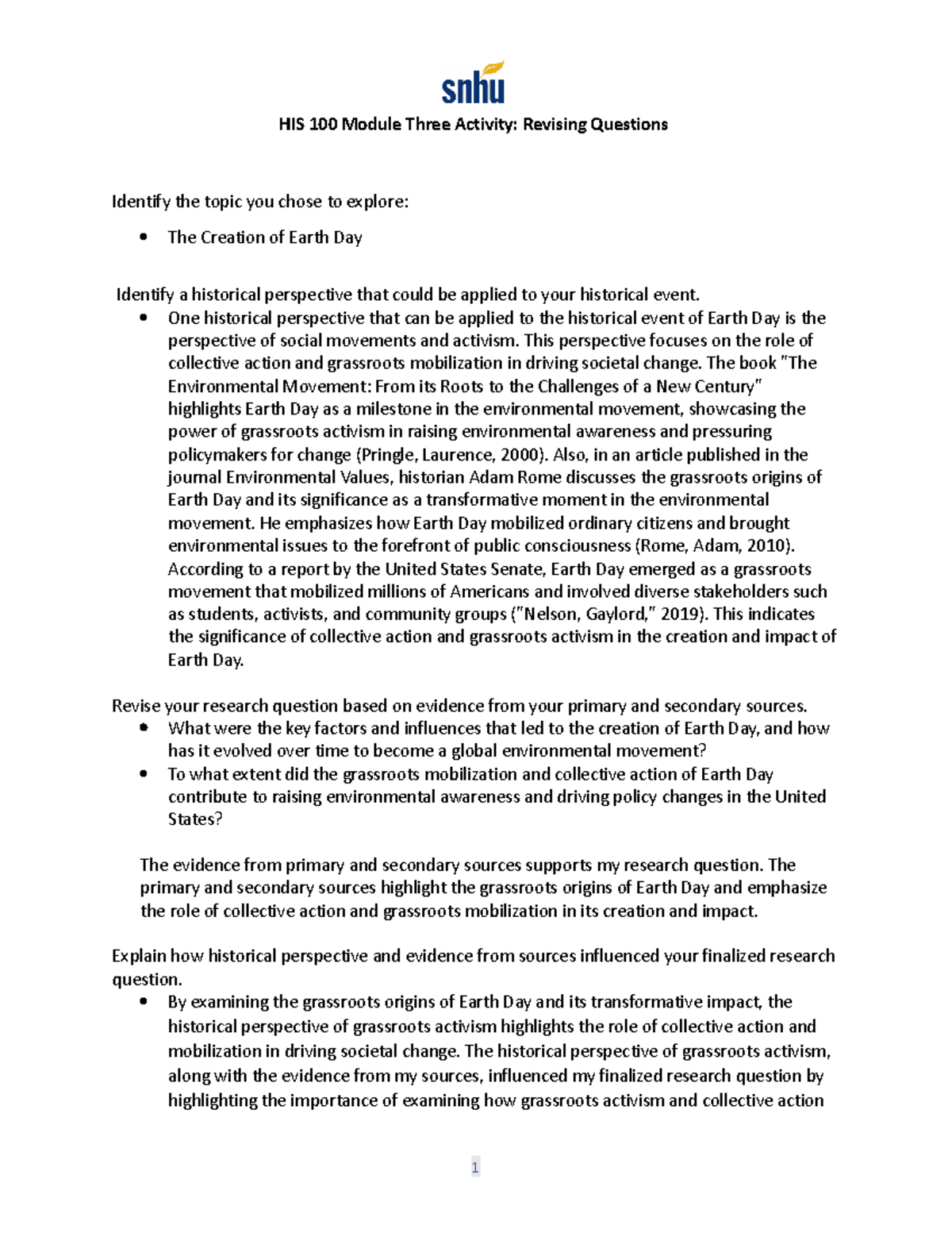 HIS 100 Module Three Activity Revising Questions - HIS 100 Module Three ...