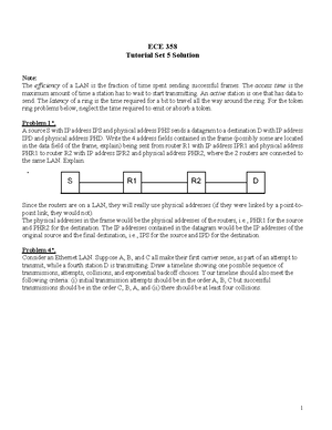 Problem Set 1 - Intro - ECE 358: Problem Set 1 Problem 1. Consider two hosts A and B separated ...