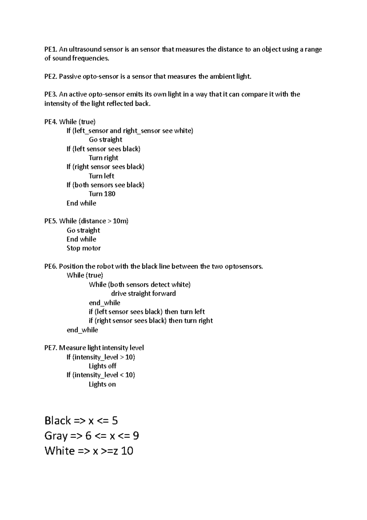 Lab2 practice - PE1. An ultrasound sensor is an sensor that measures ...