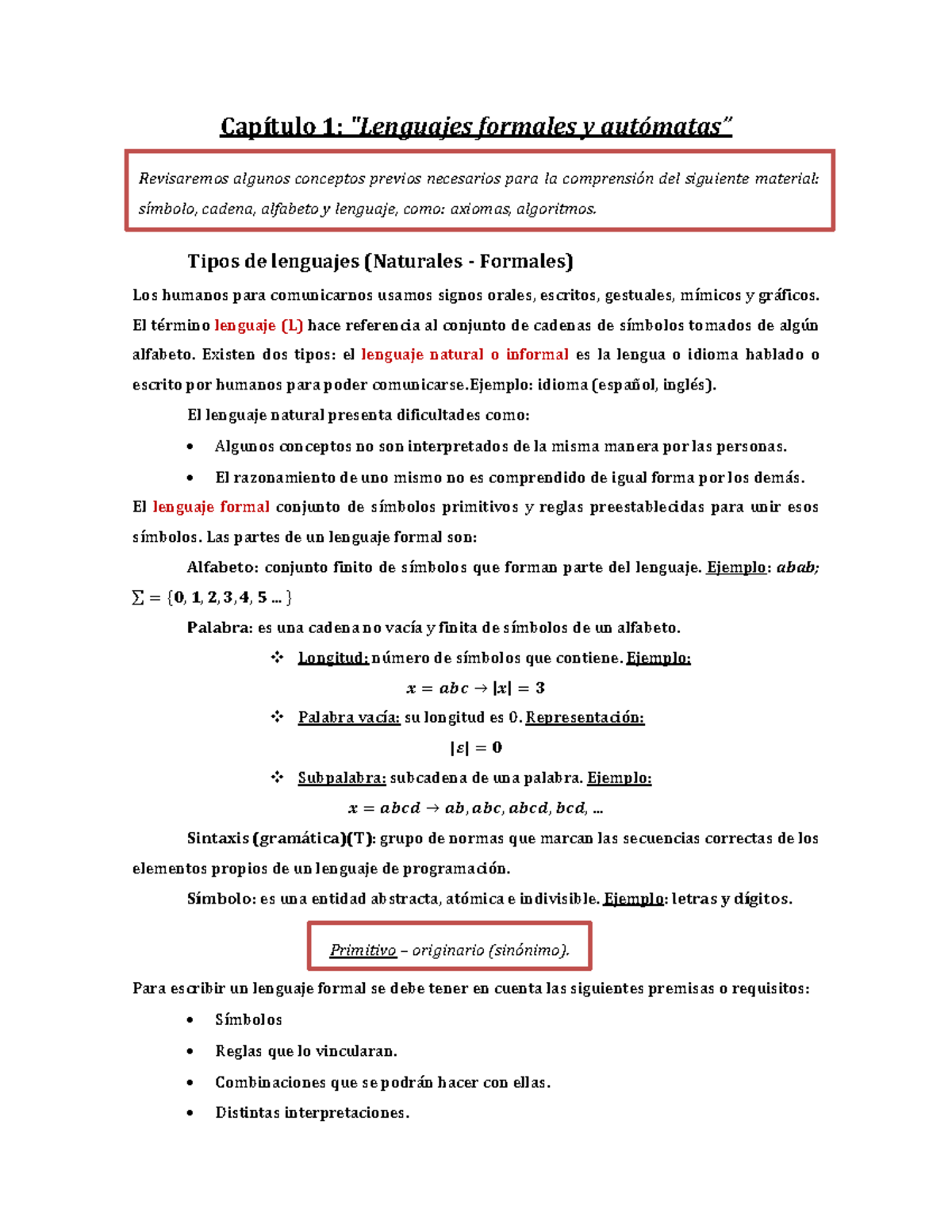1. Lenguajes formales y autómatas - Capítulo 1: "Lenguajes formales y ...