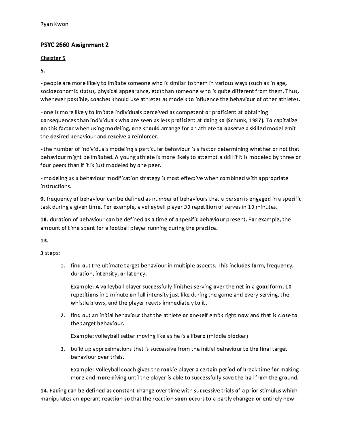 PSYC 2660 Assignment 2 - PSYC 2660 Assignment 2 Chapter 5 people are more likely to imitate ...