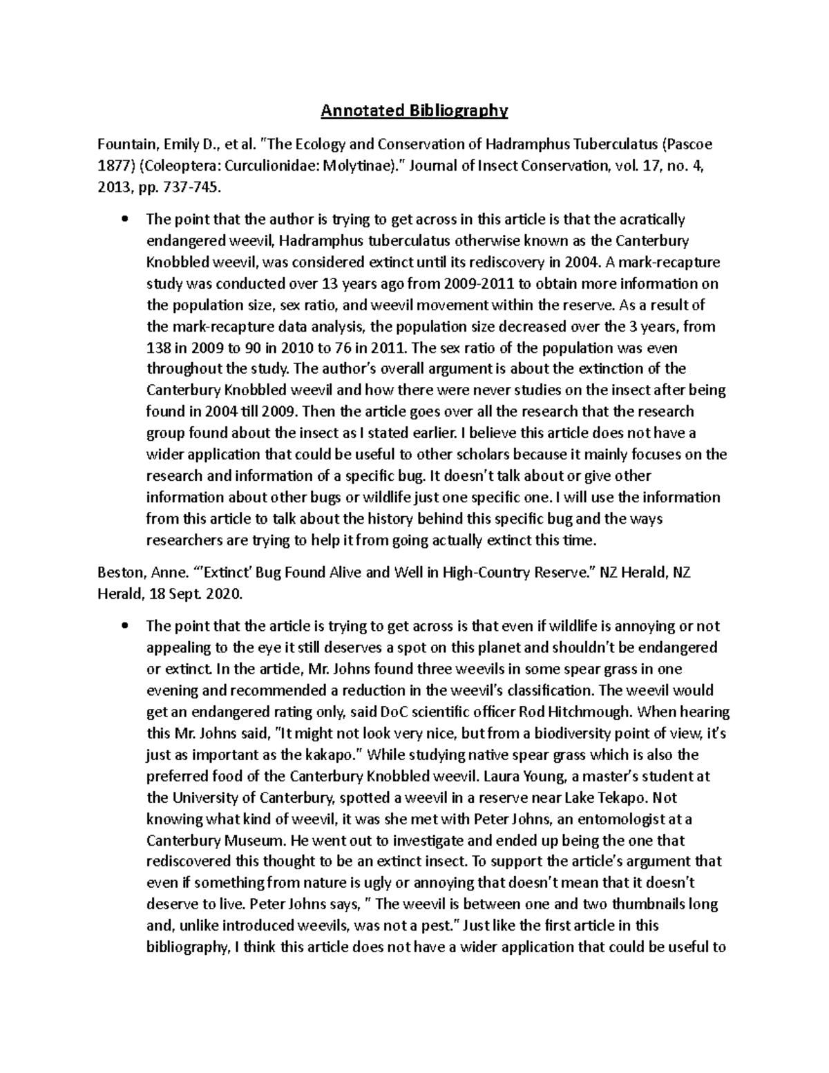 ART-101 Annotated Bibliography - Annotated Bibliography Fountain, Emily ...