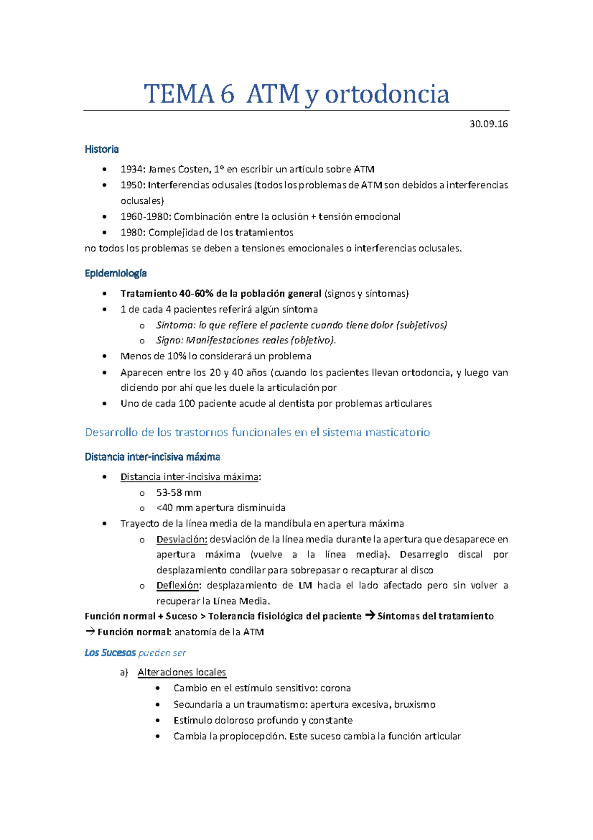 TEMA 6 ATM y ortodoncia - TEMA 6 ATM y ortodoncia 30.09 Historia 1934 ...
