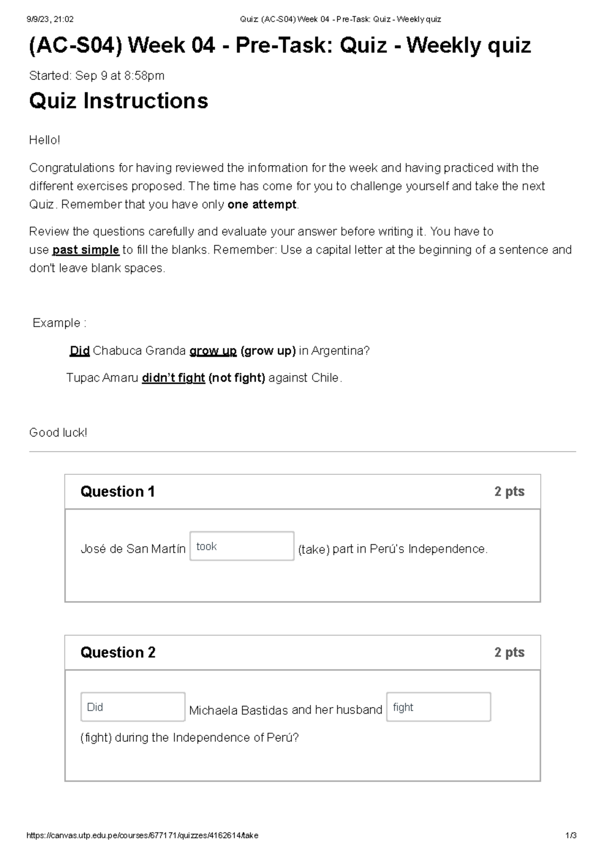 Quiz (AC-S04) Week 04 - Pre-Task Quiz - Weekly quiz - utp.edu/courses ...