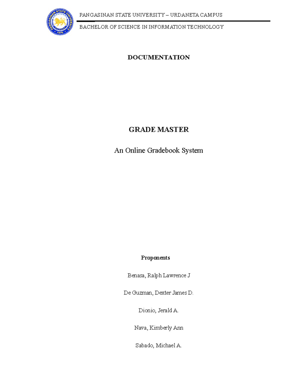 Grade-Master-Documentation - BACHELOR OF SCIENCE IN INFORMATION ...