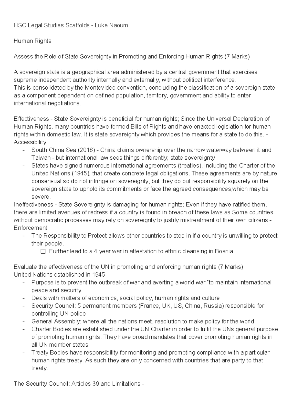 Legal Studies Human Rights Scaffolds - HSC Legal Studies Scaffolds ...