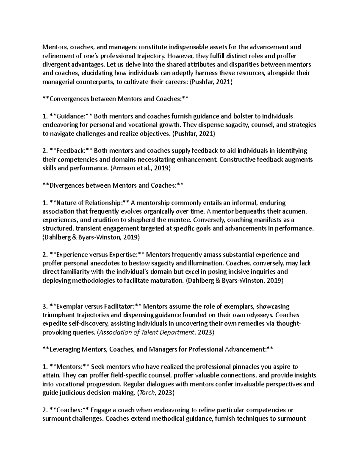 PLD MGMT week 7 - Pld - Mentors, coaches, and managers constitute ...