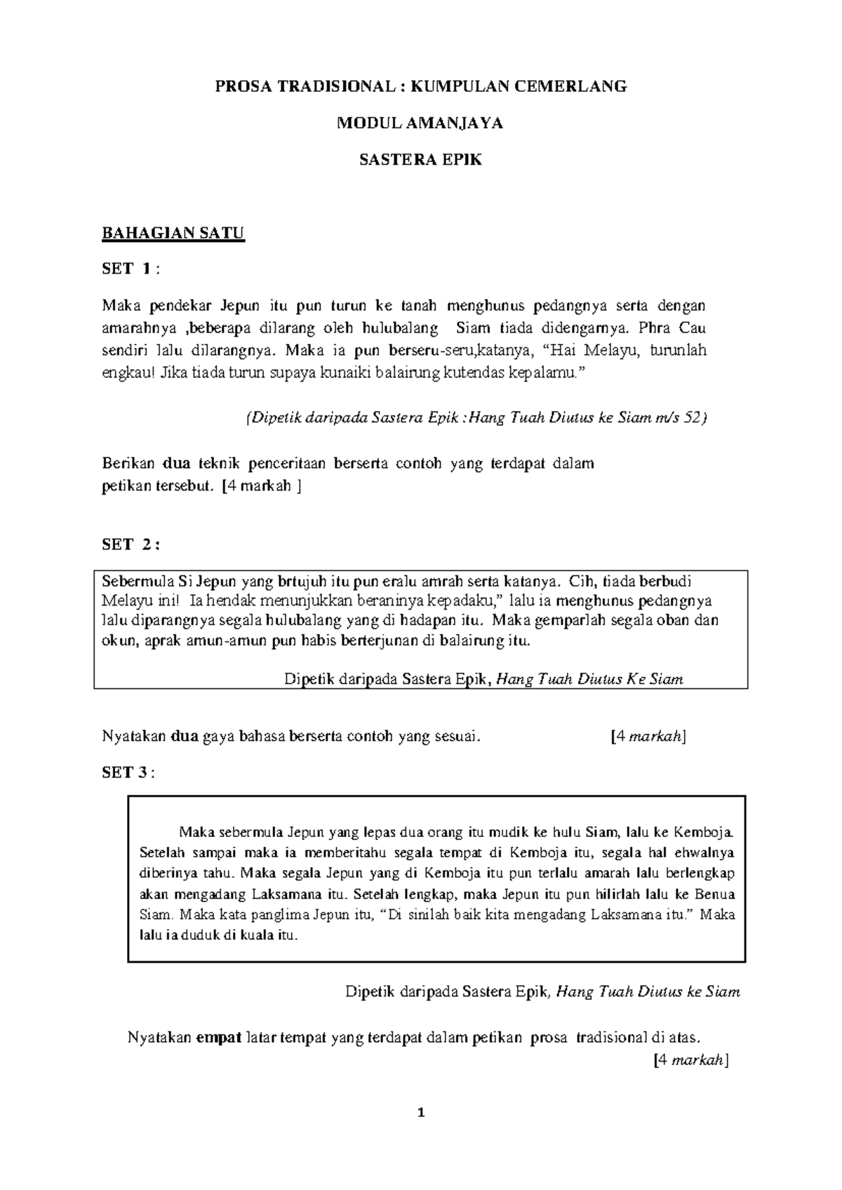 Modul Cemerlang Prosa Tradisional - PROSA TRADISIONAL : KUMPULAN ...