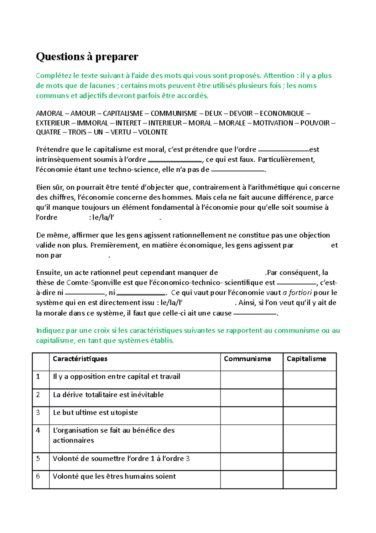 Questions à preparer rifatte - Questions à preparer Complétez le texte ...