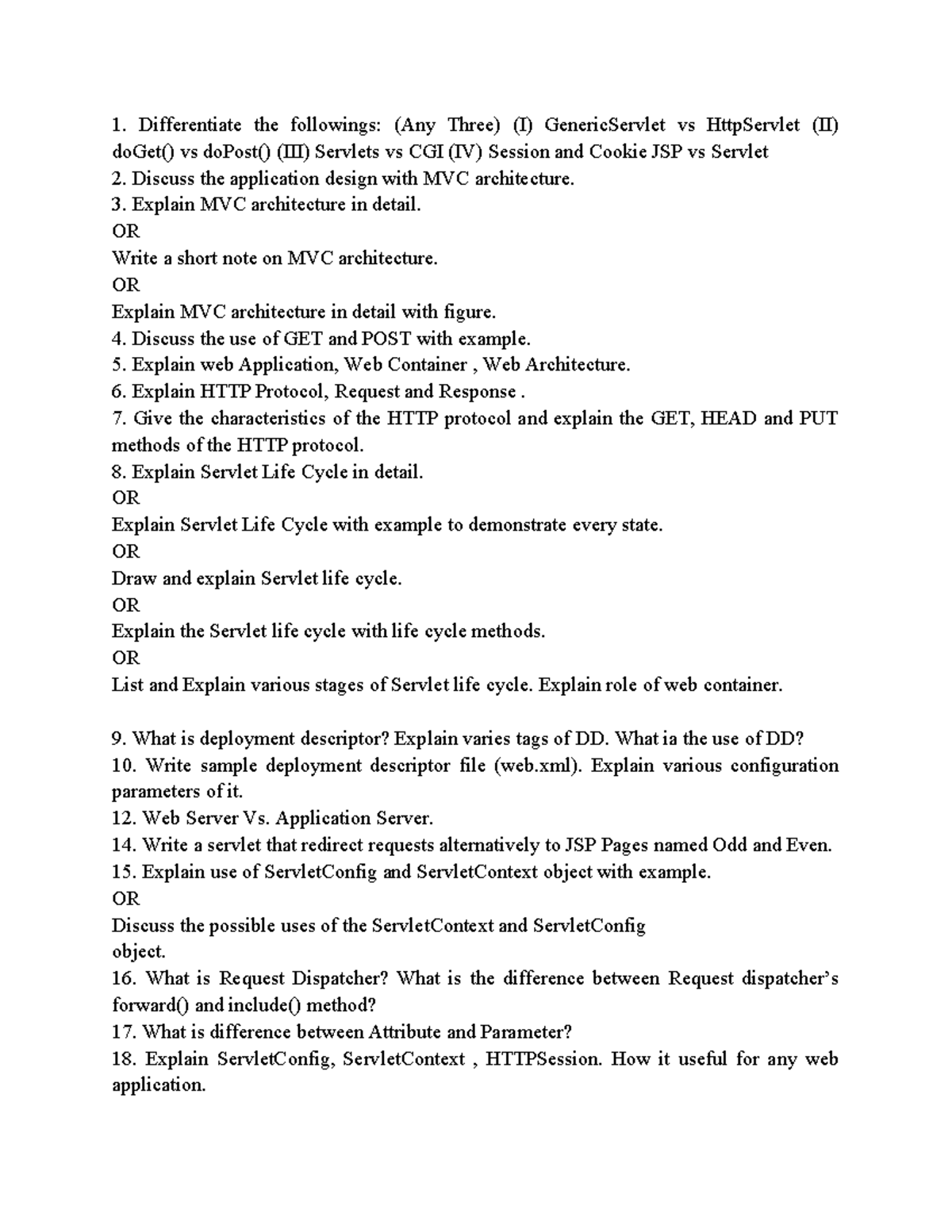 Servlet Assignment - Differentiate the followings: (Any Three) (I ...
