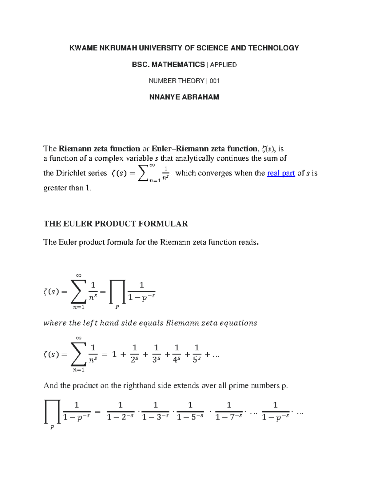 Number Theory 001; prove of the relationship between the Riemann zeta ...