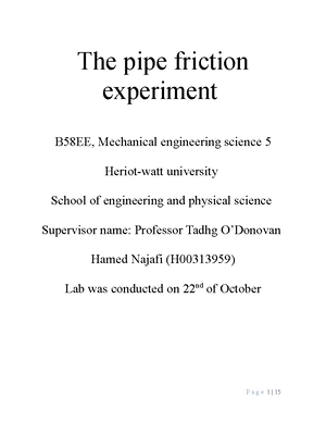 pipe friction experiment long report - The pipe friction experiment ...
