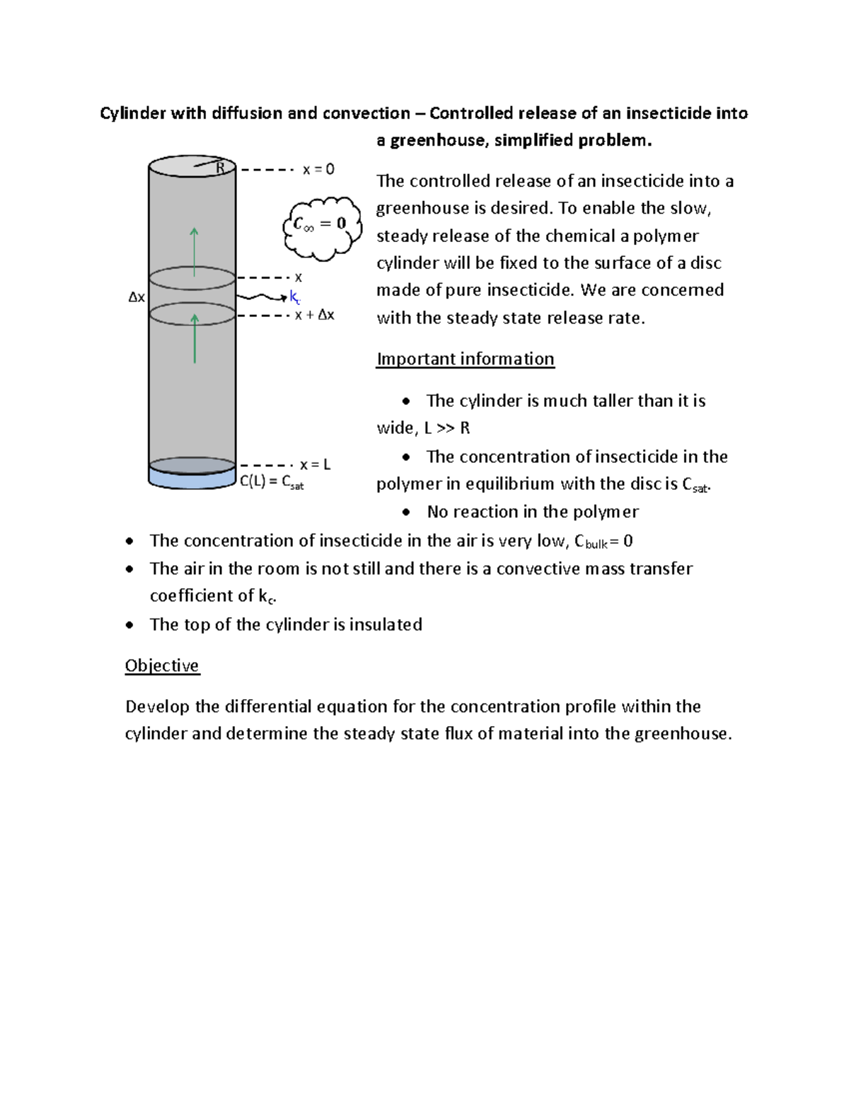 Cylinder with diffusion and convection solution - Cylinder with ...