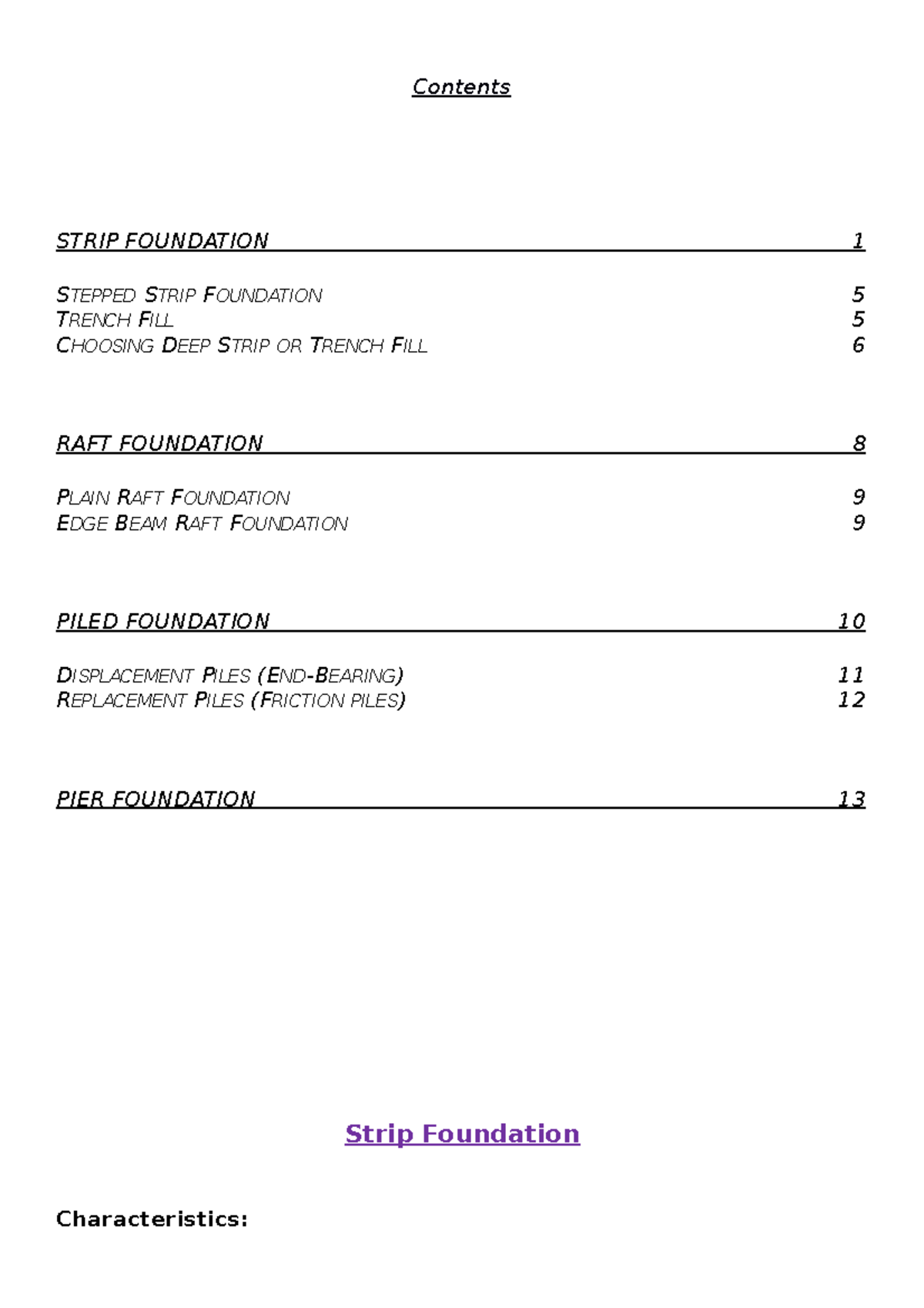 Types of Foundations - Lecture notes 3 - Contents Strip Foundation ...