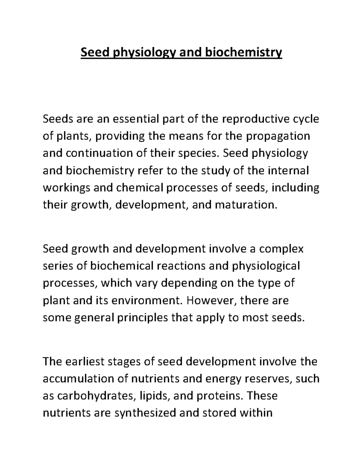 Seed physiology and biochemistry 1 - Seed physiology and biochemistry ...