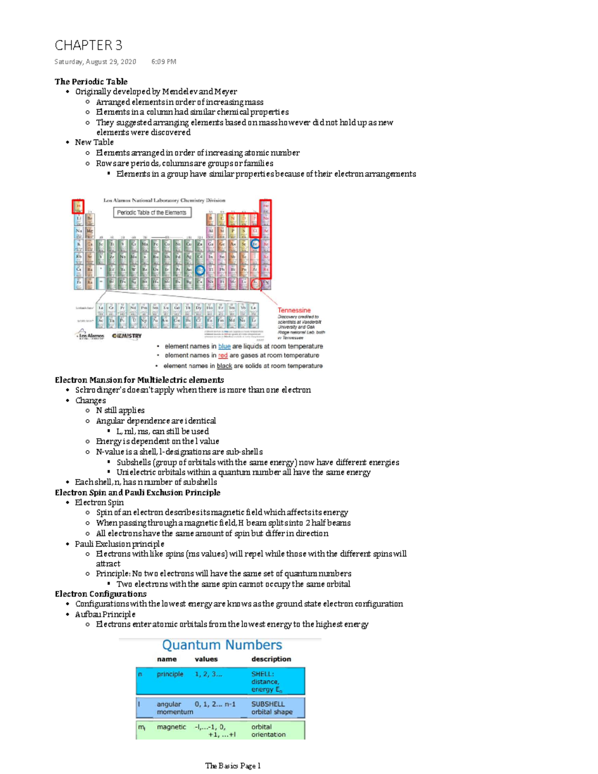 Chapter 3 Unit Notes for chemistry lectures - CHAPTER 3 Saturday ...