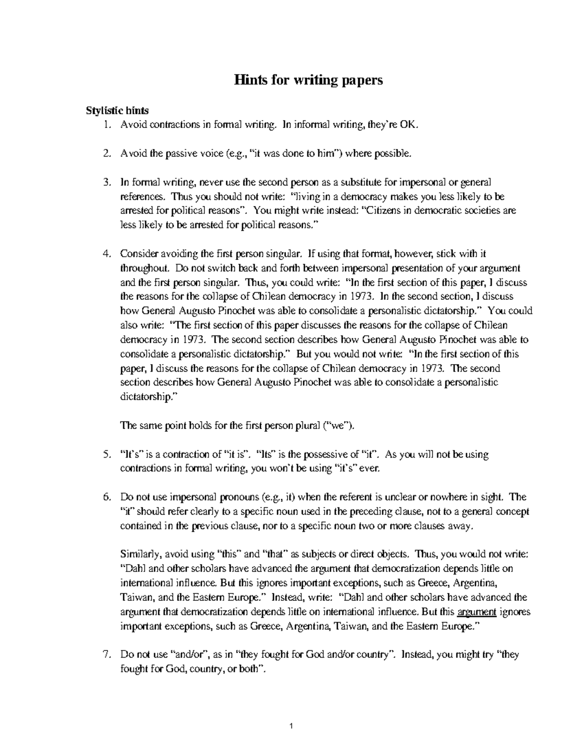 Hints for writing papers - Hints for writing papers Stylistic hints 1 ...