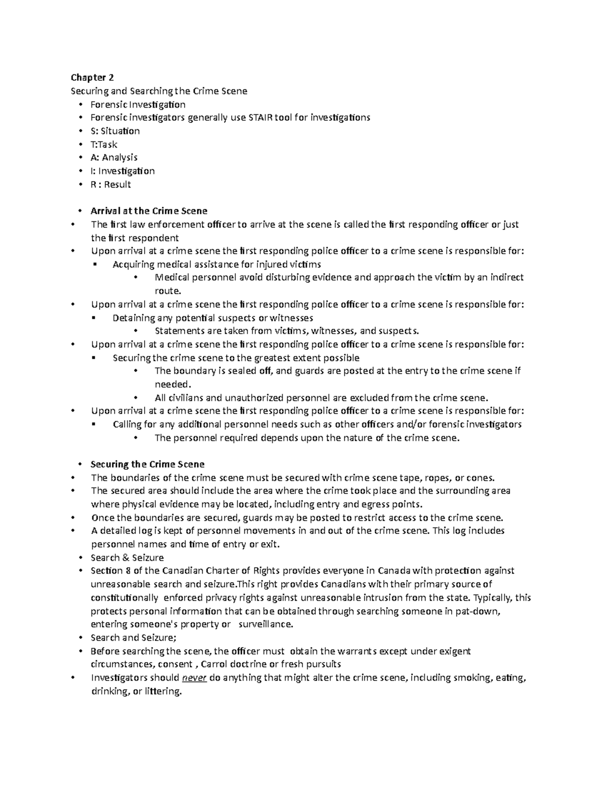 Chapter 2 notes for frsc1101 - Chapter 2 Securing and Searching the ...
